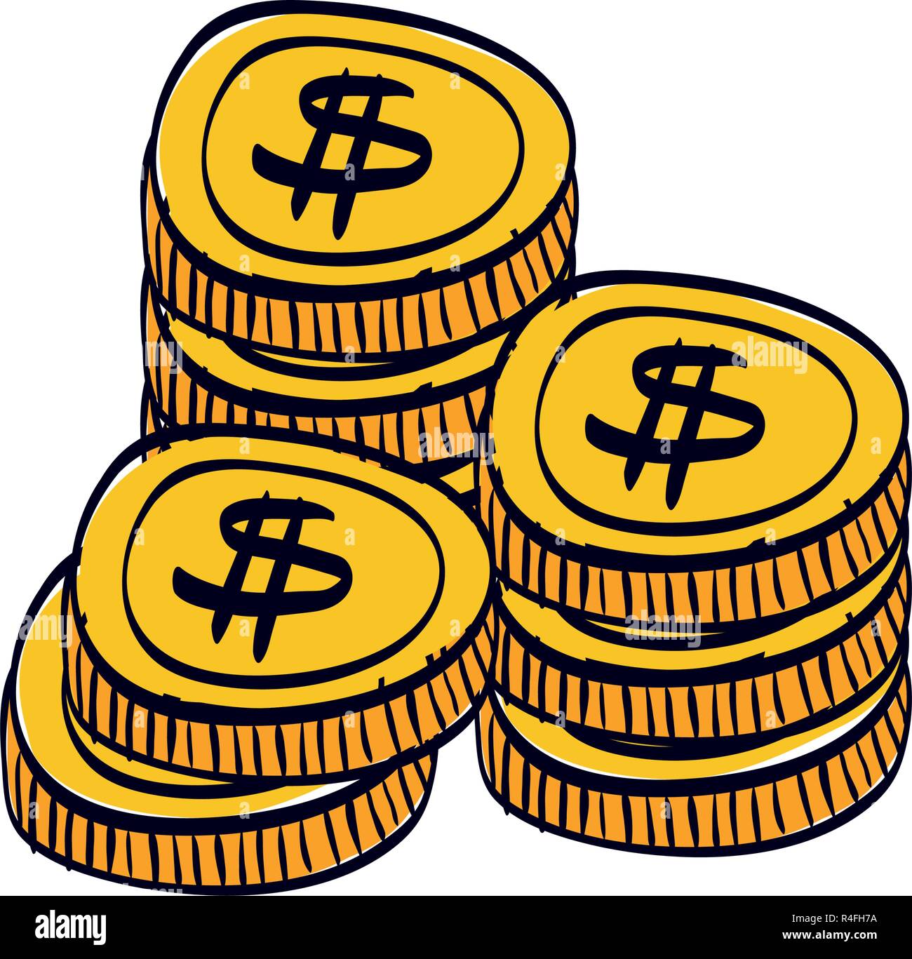 coins cash money isolated icon vector illustration design Stock Vector ...
