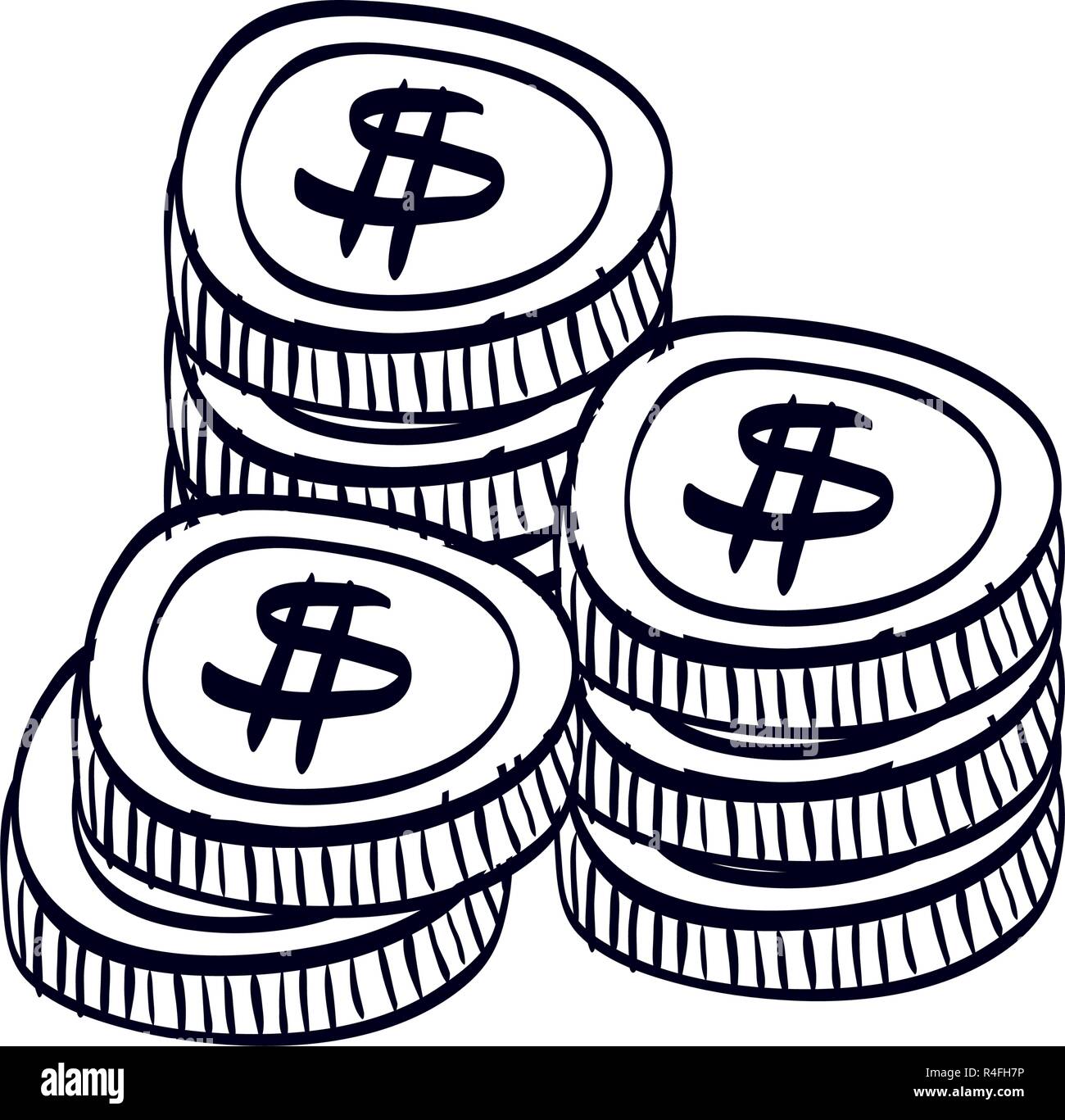 coins cash money isolated icon vector illustration design Stock Vector ...