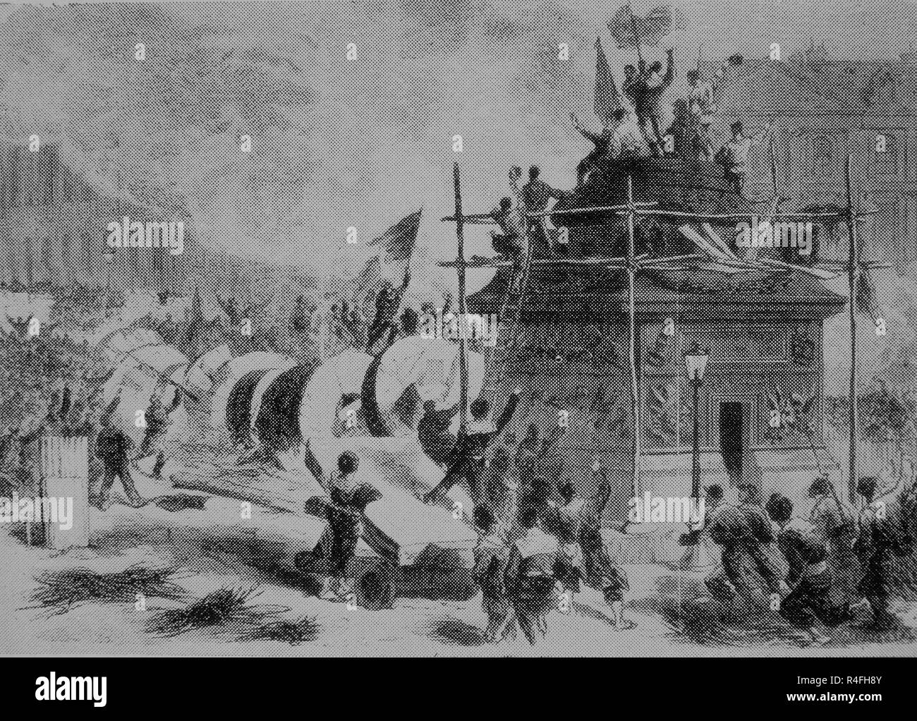 GRABADO - DEMOLICION DE LA COLUMNA VENDOME 1871. Location: PRIVATE ...