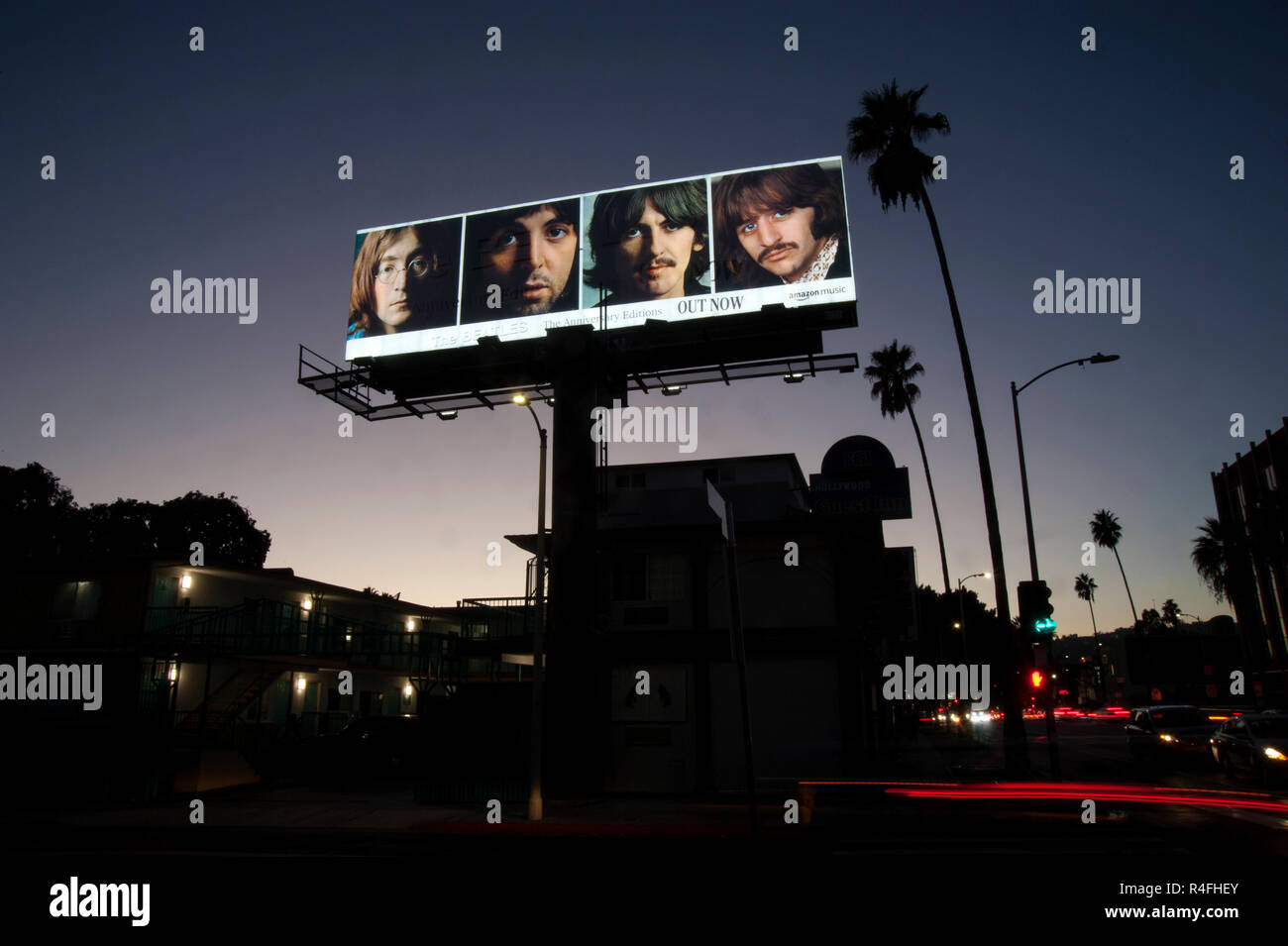 Beatles billboard for re-release of the White Album over Sunset Blvd ...