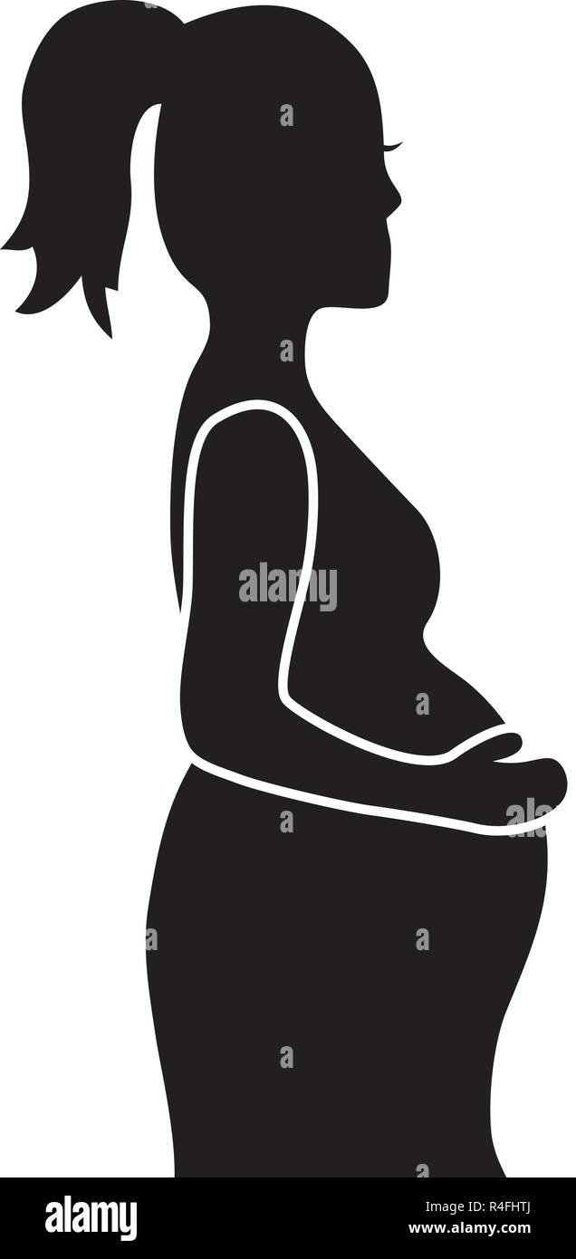 woman pregnancy silhouette icon vector illustration design Stock Vector ...