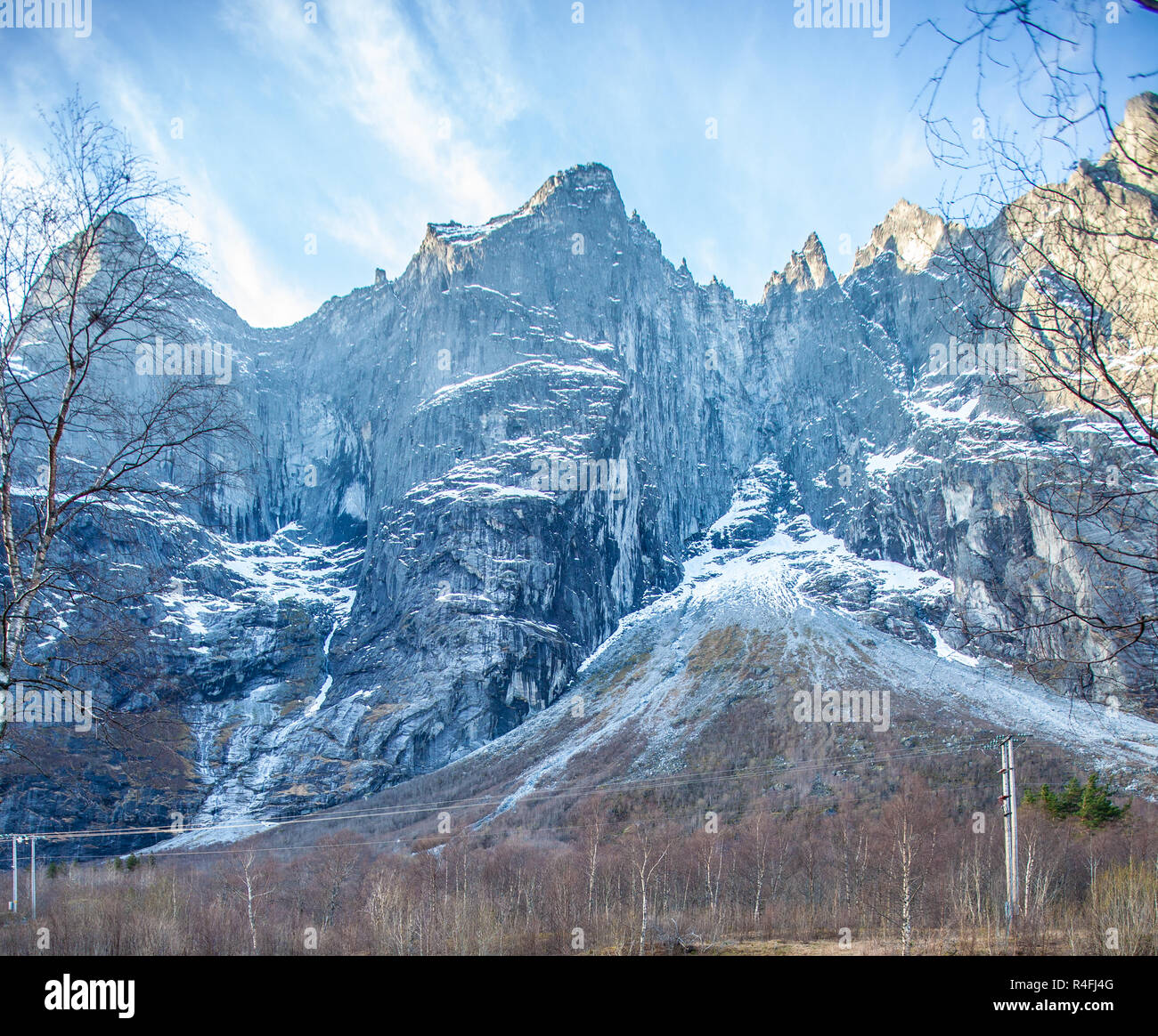 Trollveggen, or Troll Wall, rock face near Andalsnes in Norway Stock ...