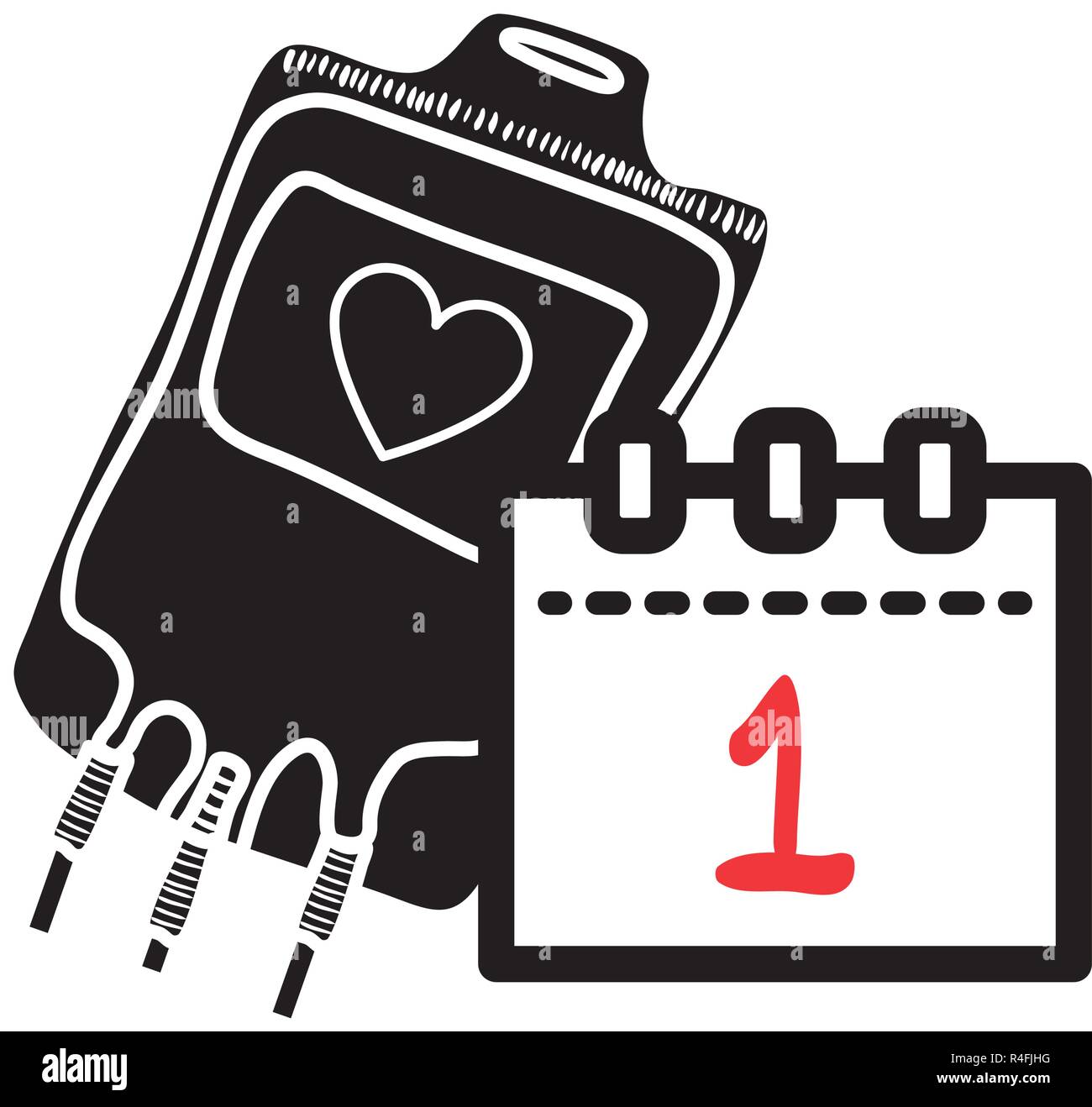 blood bag with december 1 calendar vector illustration design Stock ...