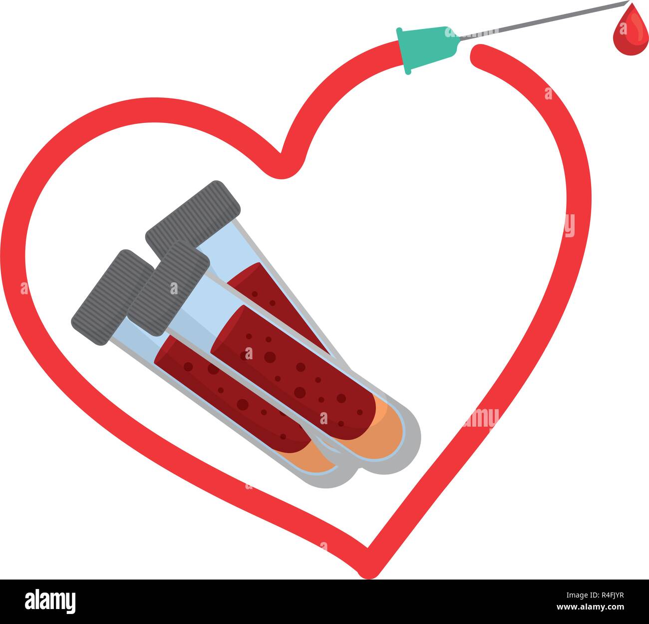 tube test blood with needle and heart vector illustration design Stock ...