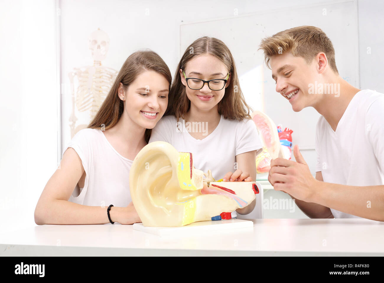 teenagers on the biology lesson. school. anatomy lesson Stock Photo - Alamy