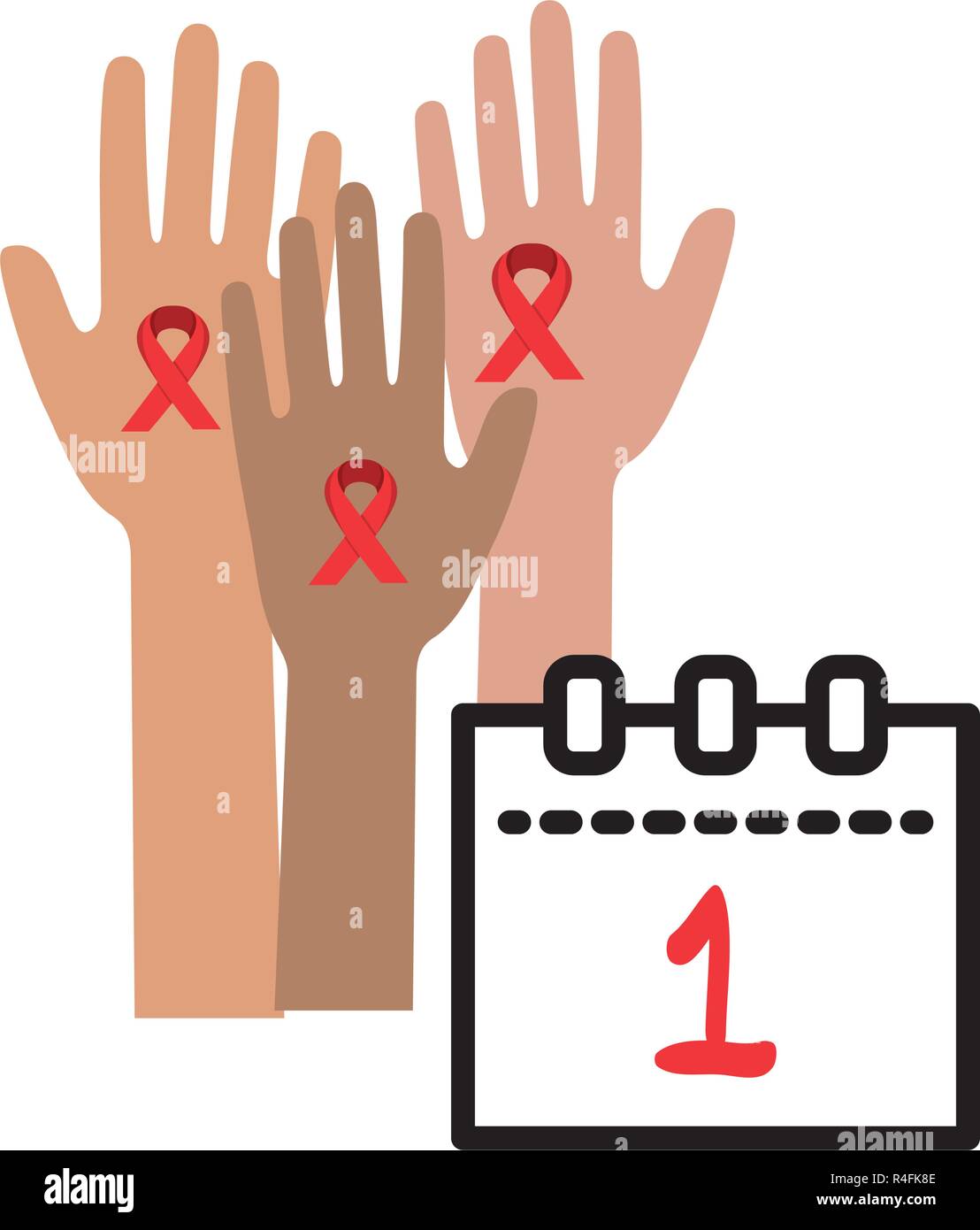 hands human up with ribbon fighting vector illustration design Stock ...