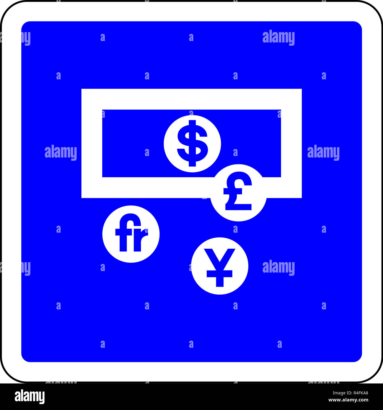 Cash allowed blue sign Stock Photo - Alamy