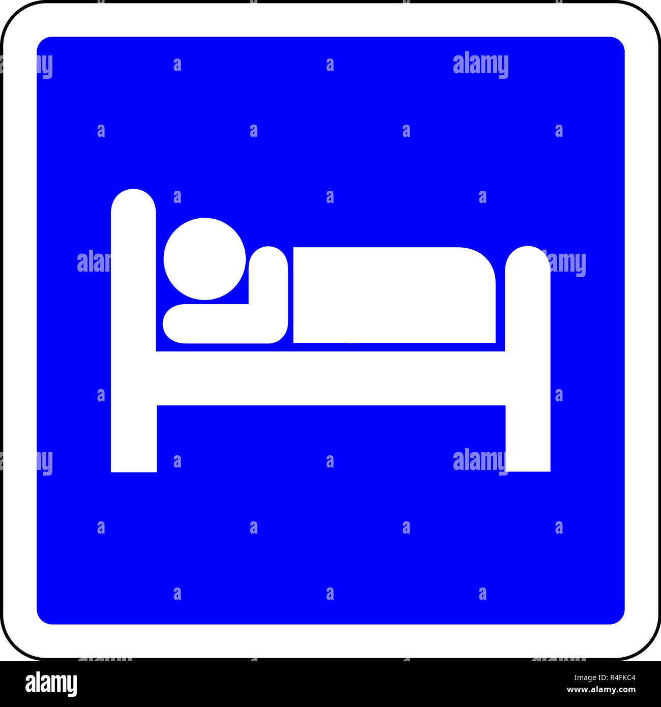 Sleeping allowed blue sign Stock Photo - Alamy
