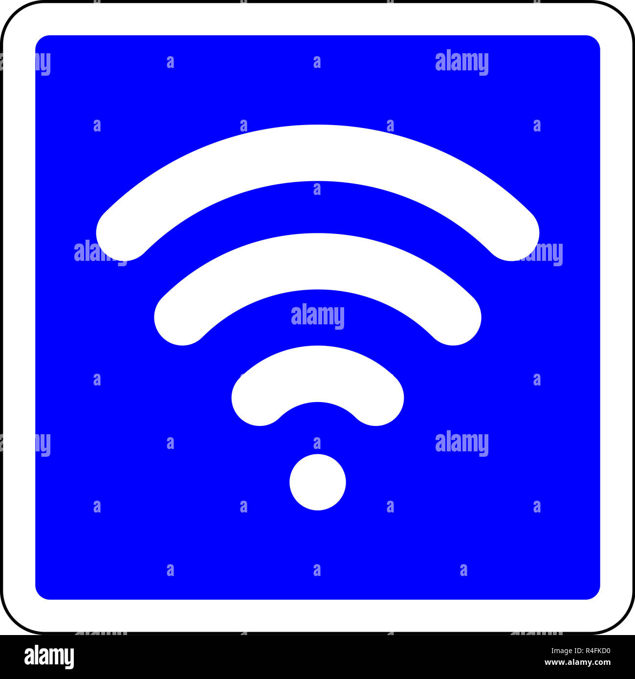 Wireless connection available blue sign Stock Photo - Alamy