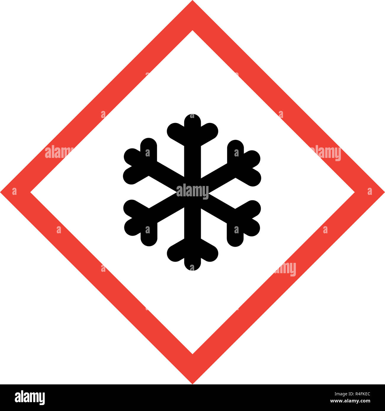 Hazard sign with ice symbol Stock Photo - Alamy