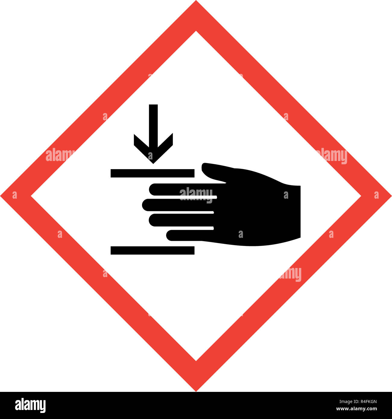 Hazard sign with press machine symbol Stock Photo - Alamy