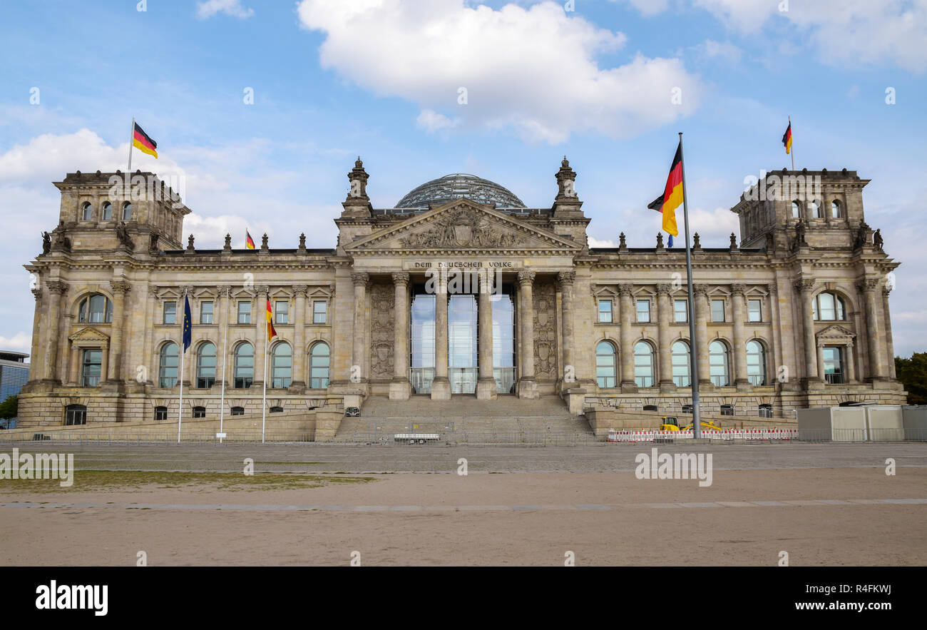 Reichstag building (german government) with inscription Dem Deutschen ...