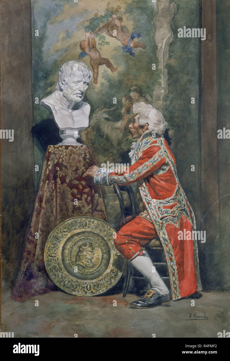 CHARLA CON SENECA - SIGLO XIX - REALISMO PRECIOSISTA. Author: JIMÉNEZ ...