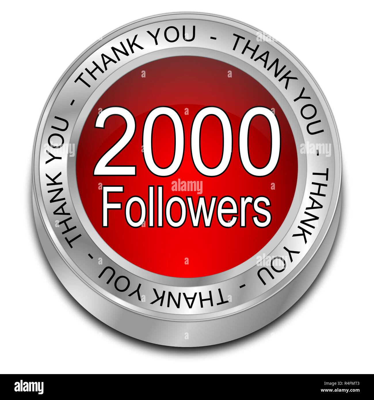 red 2000 Followers Thank you - 3D illustration Stock Photo - Alamy