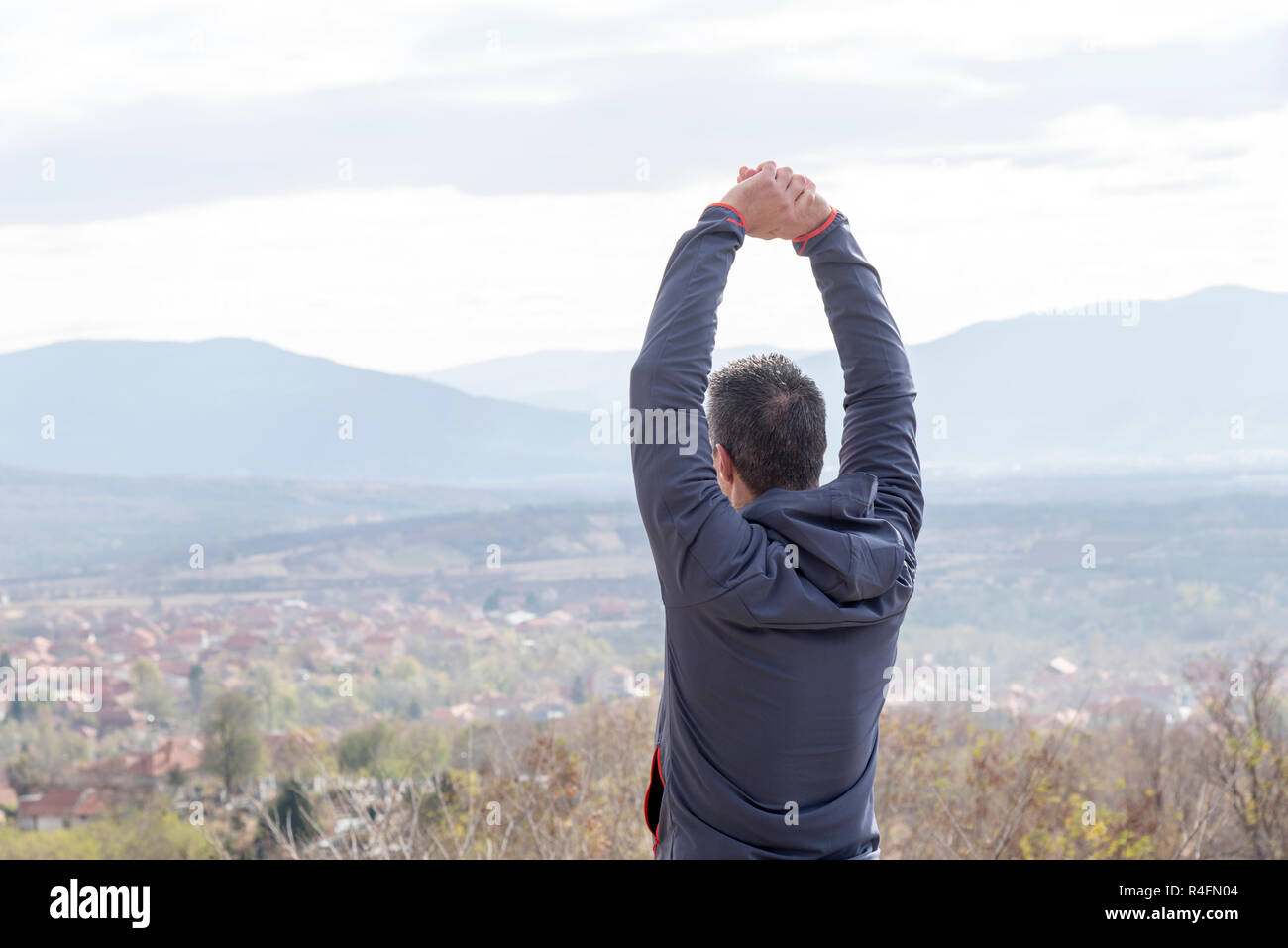 Back view male enjoy landscape hi-res stock photography and images - Alamy