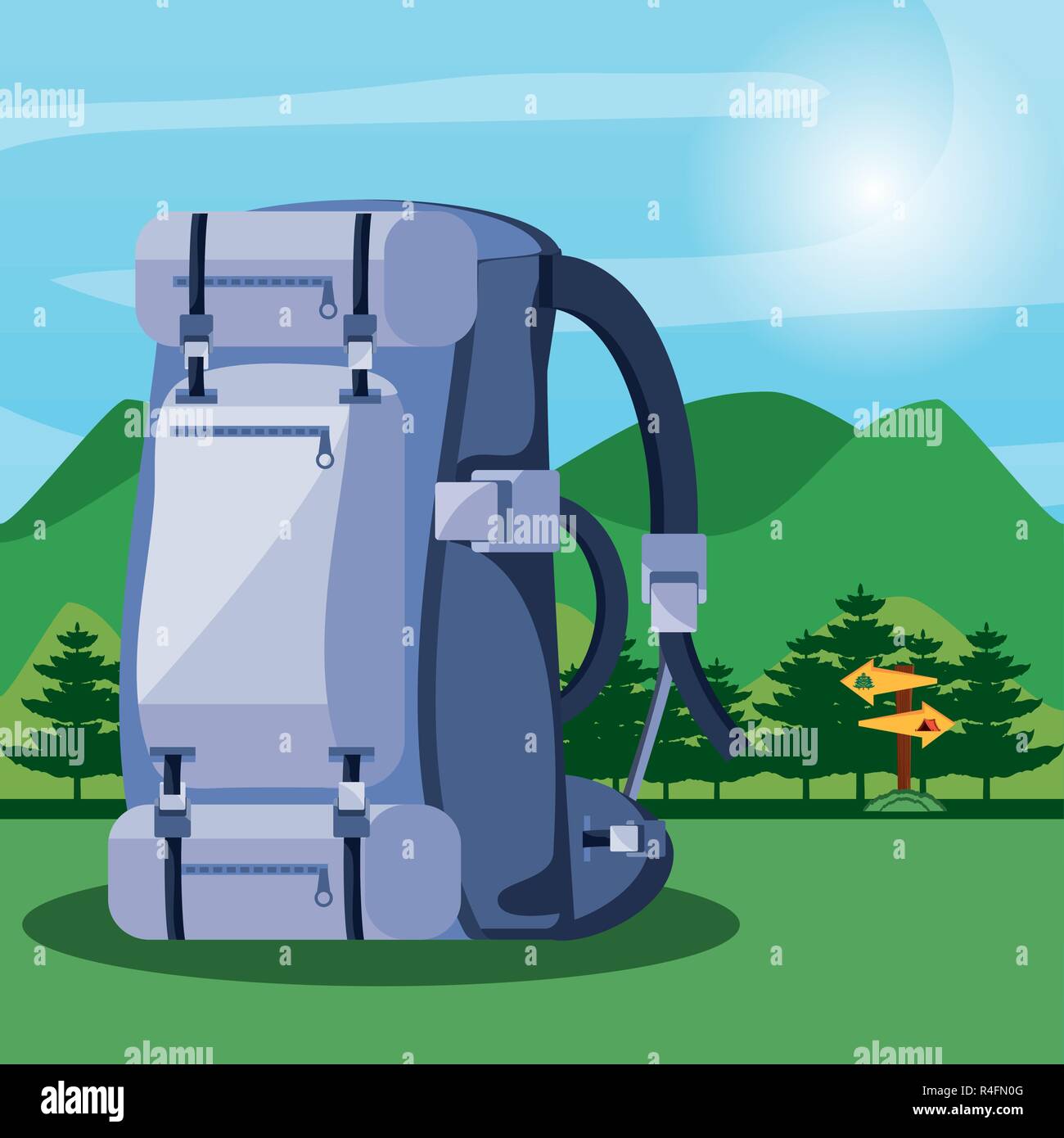 bag of camping with landscape vector illustration design Stock Vector ...