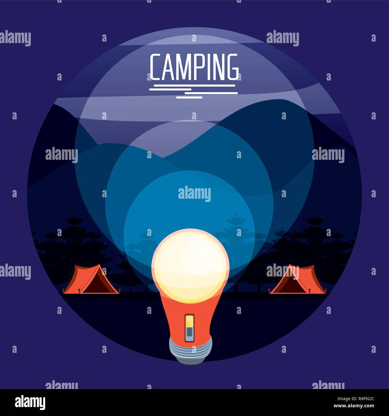 camping zone with tents and lantern vector illustration design Stock ...