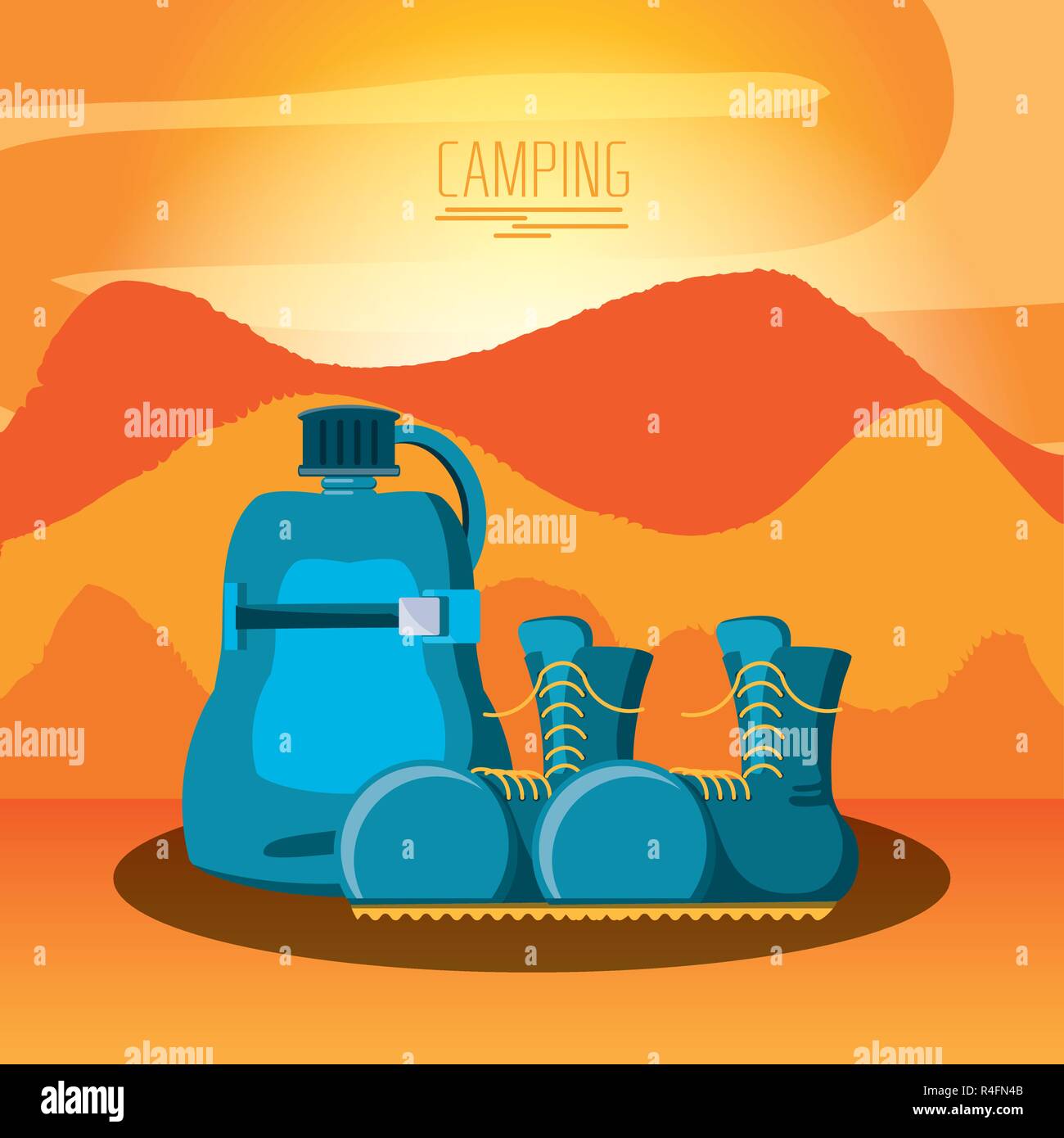 camping zone with boots and bottle vector illustration design Stock ...