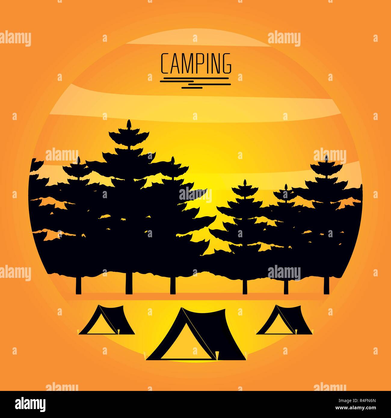 camping zone with tents and landscape vector illustration design Stock ...