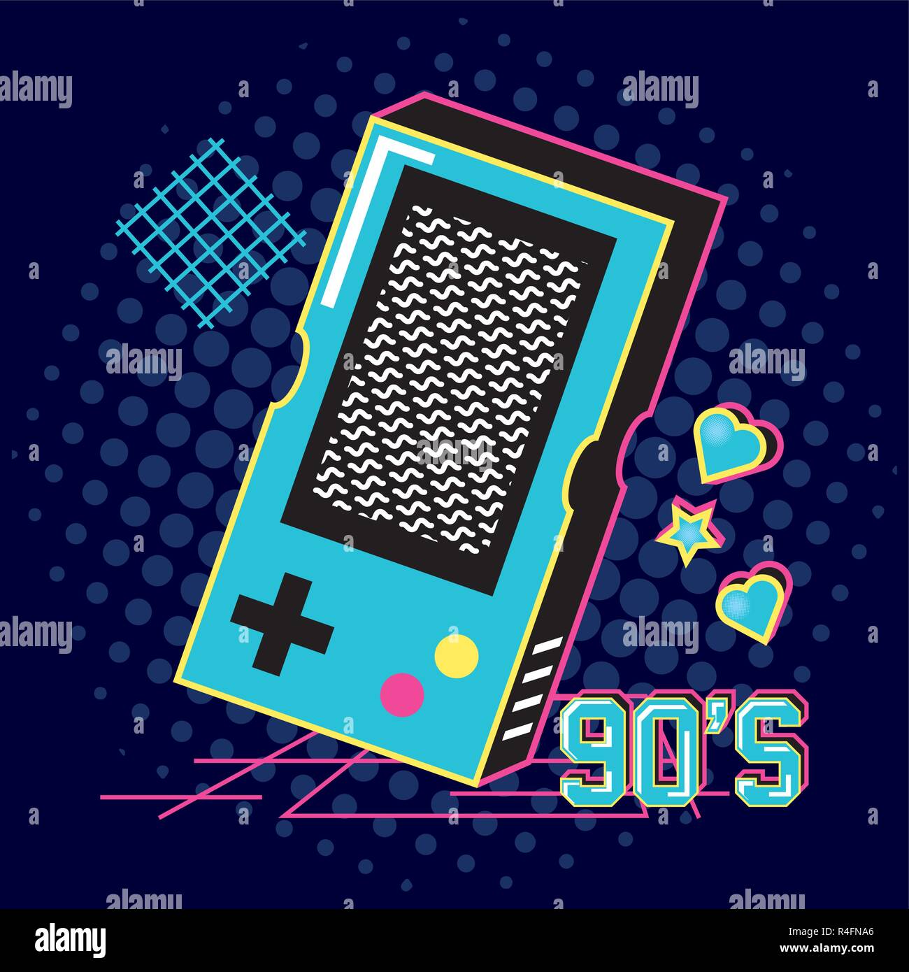 video game hand of nineties retro vector illustration design Stock ...