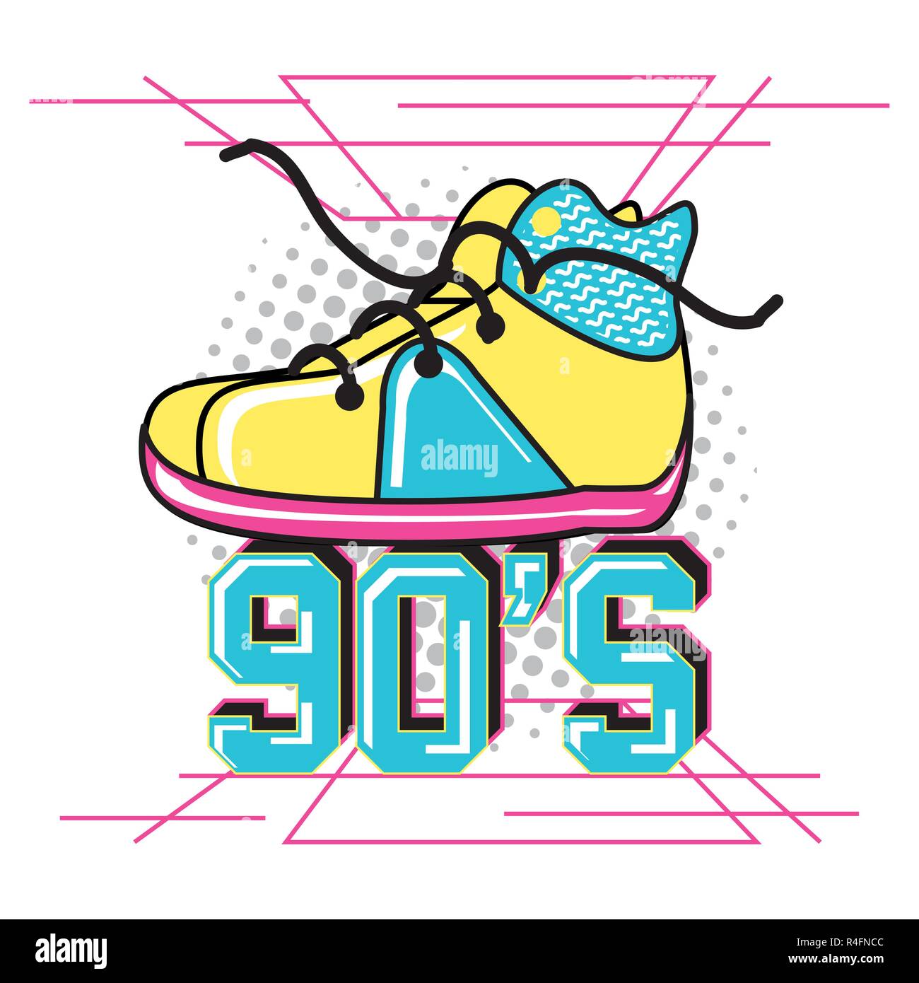 shoe tennis of nineties retro vector illustration design Stock Vector ...