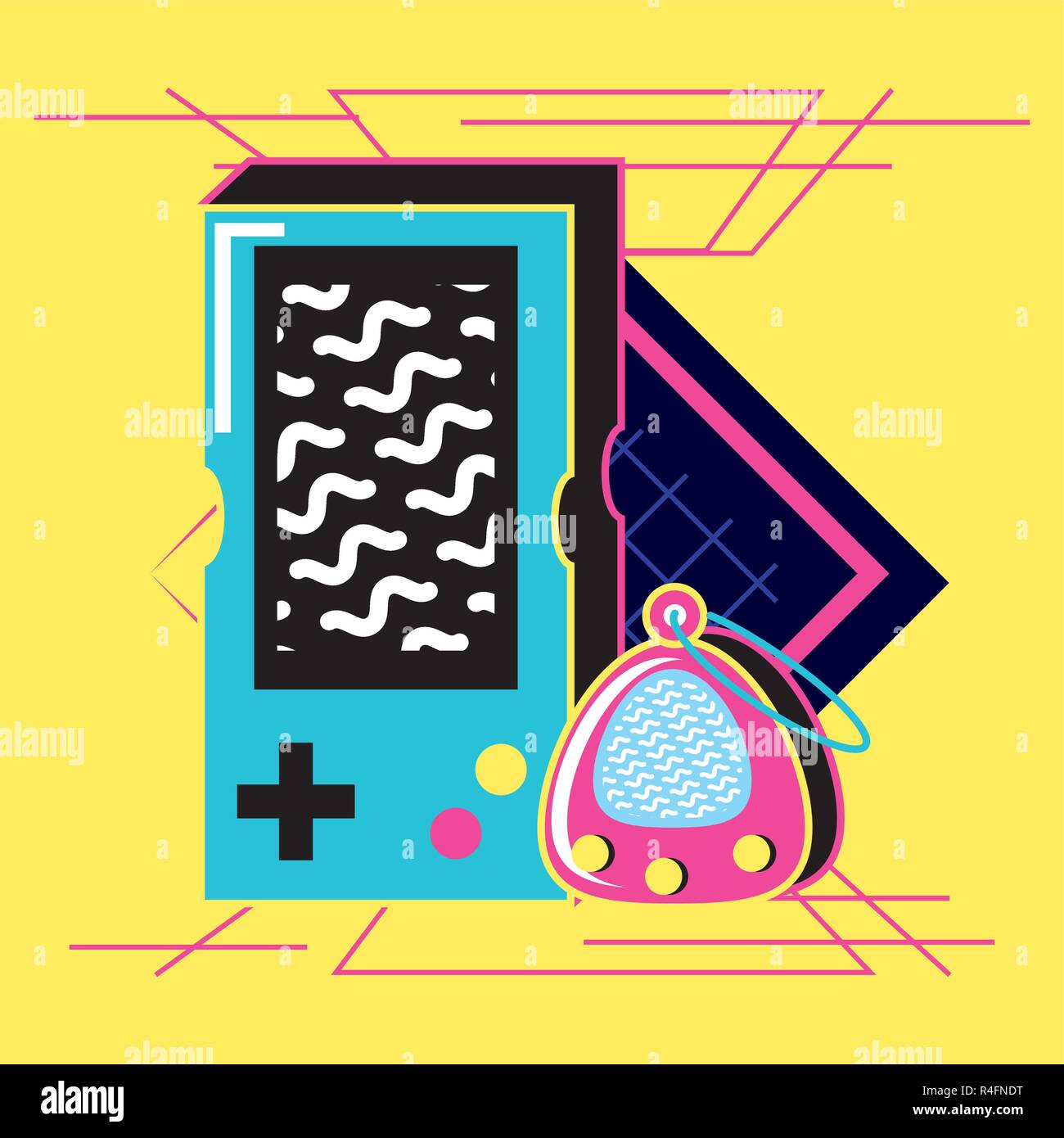 set video game hand of nineties retro vector illustration design Stock ...