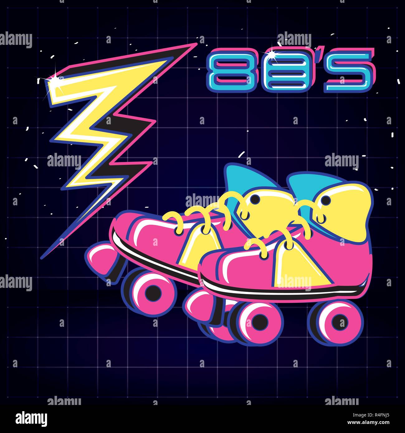 roller skates of eighties retro vector illustration design Stock Vector ...