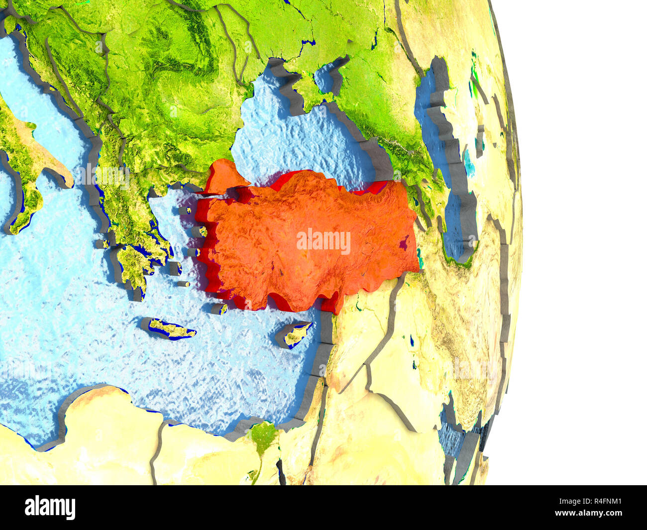 Turkey in red on Earth Stock Photo - Alamy