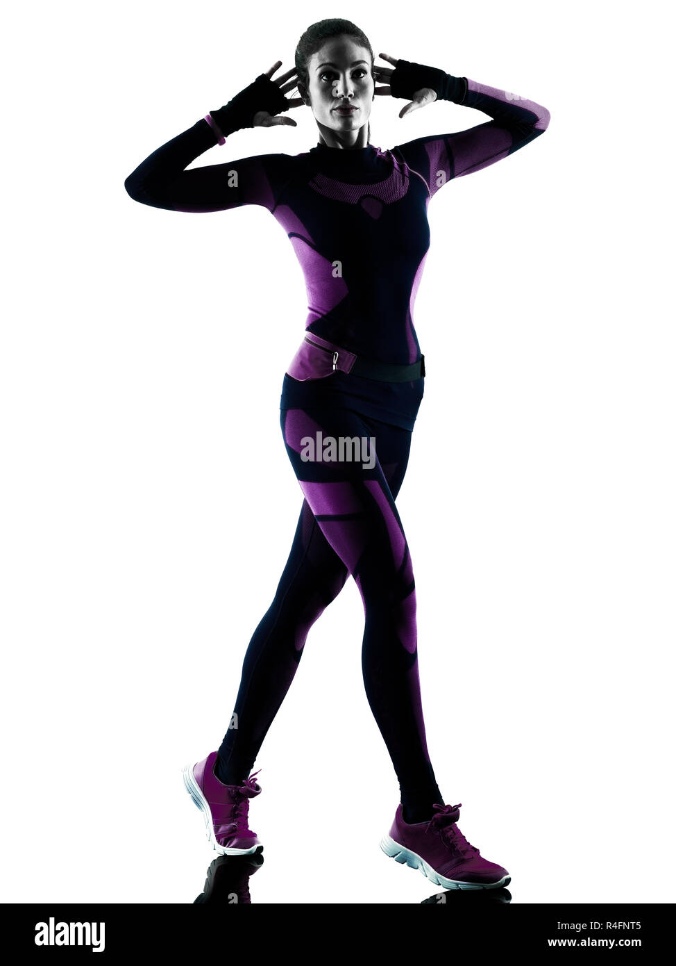 one young caucasian woman runner running jogger jogging isolated ...