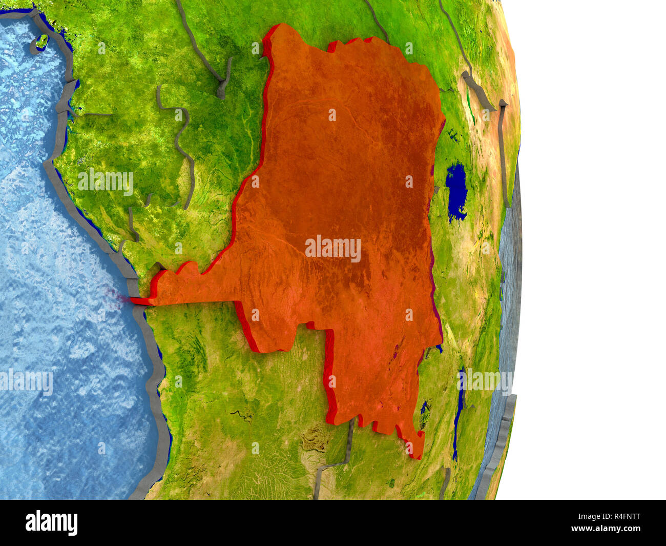 Democratic Republic of Congo in red on Earth Stock Photo - Alamy