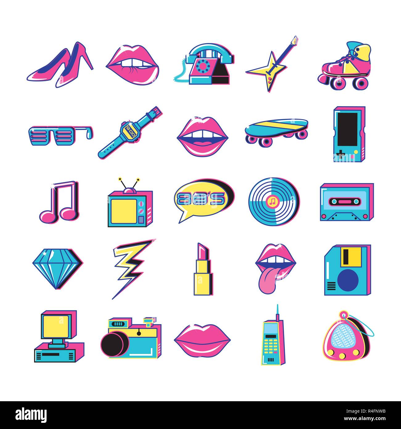 80 y 90 pop art set icons vector illustration design Stock Vector Image ...