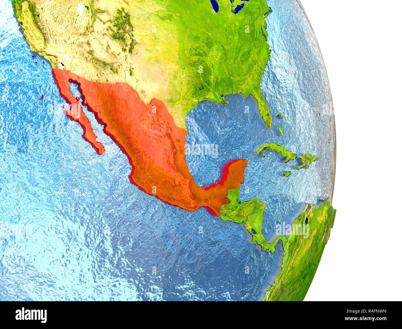 Mexico in red on Earth Stock Photo - Alamy