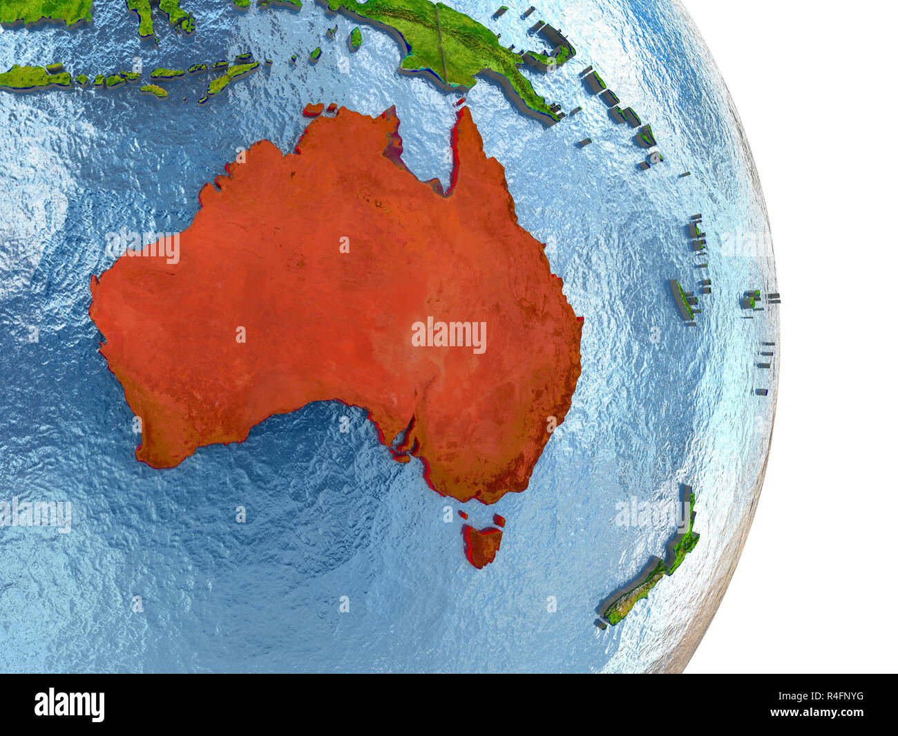 Australia in red on Earth Stock Photo - Alamy