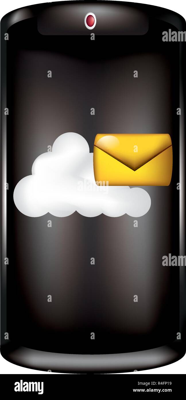 smartphone with cloud computing and envelope vector illustration design ...