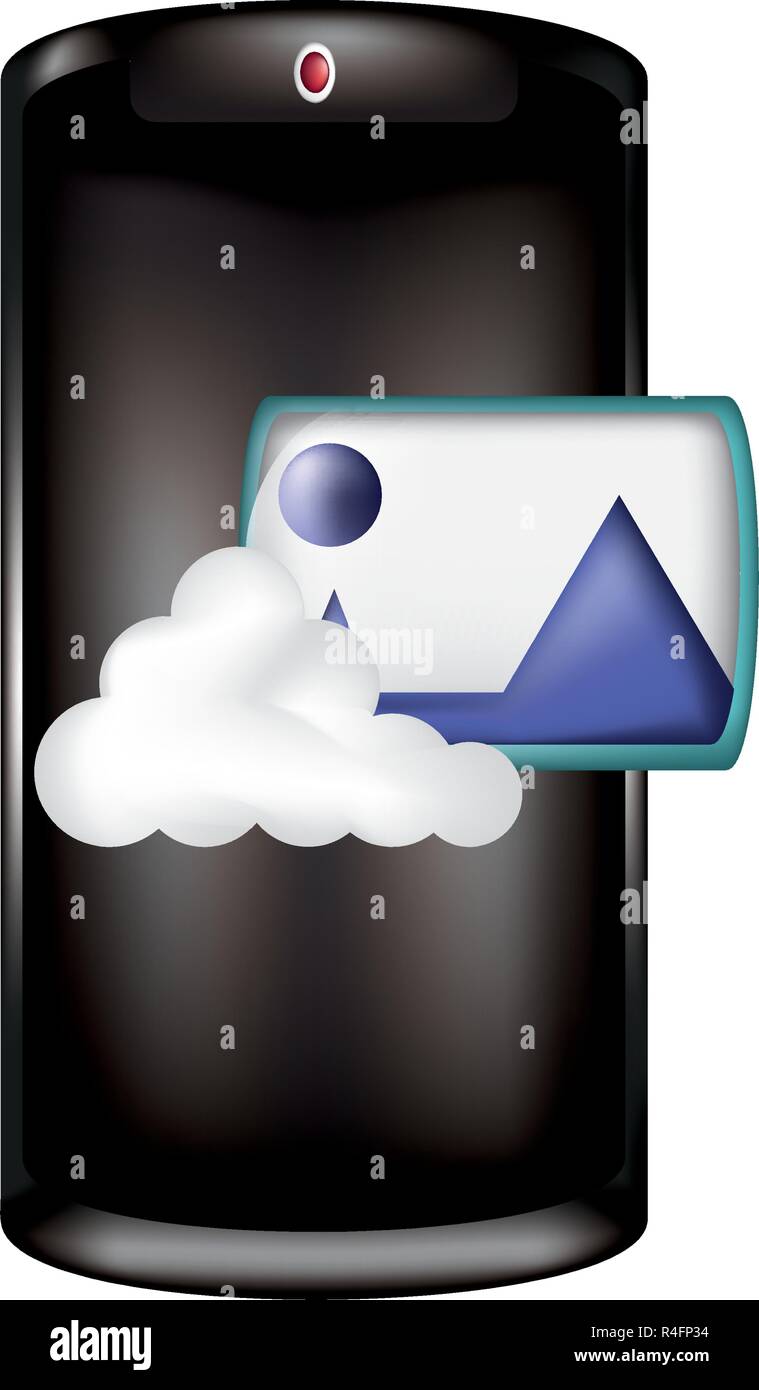 smartphone with cloud computing and image vector illustration design ...