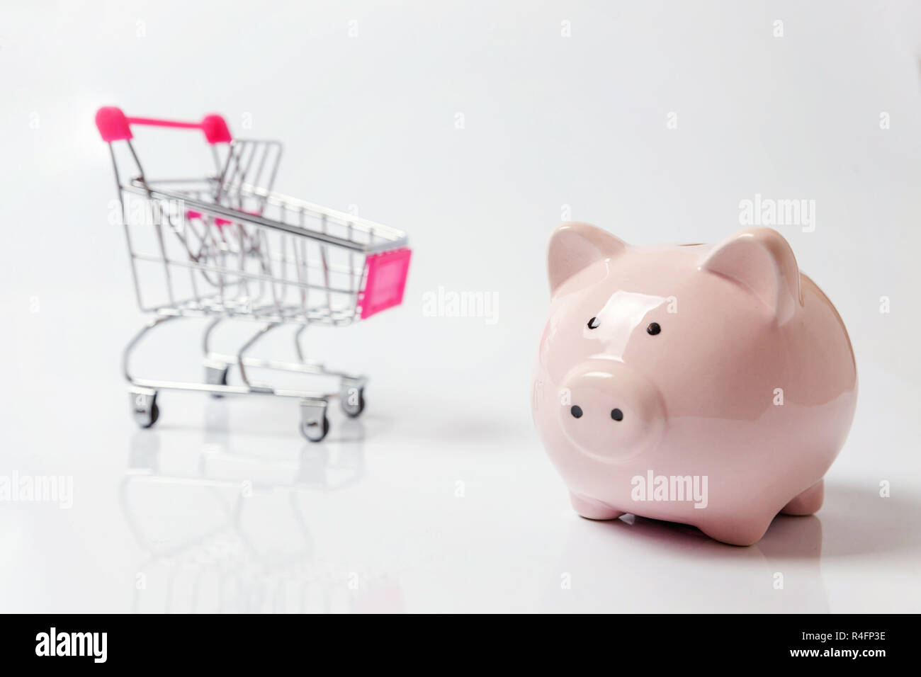 Small supermarket grocery push cart for shopping with piggy bank ...
