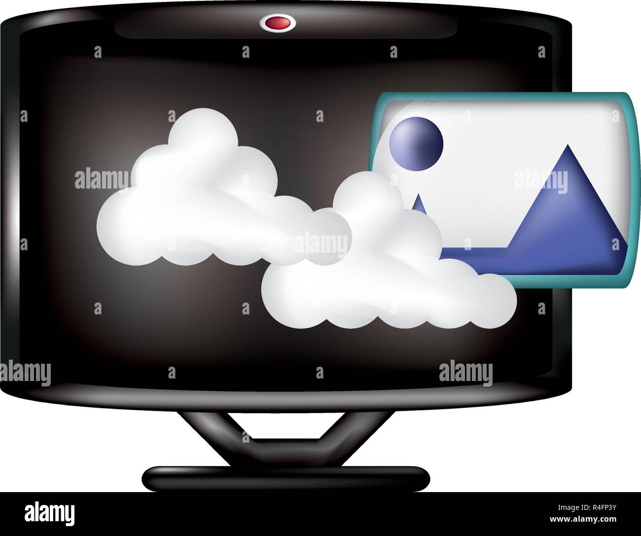 monitor with cloud computing and image format vector illustration ...