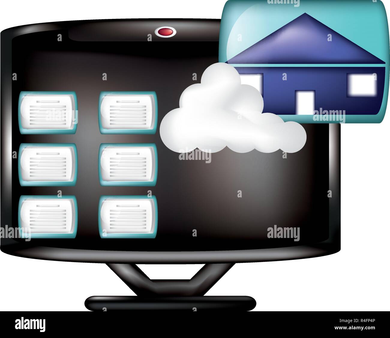 monitor with cloud computing and image format vector illustration ...