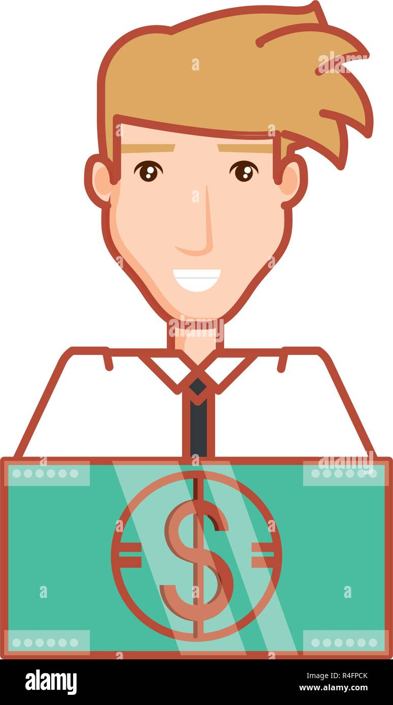 businessman elegant with bill dollar money vector illustration design ...