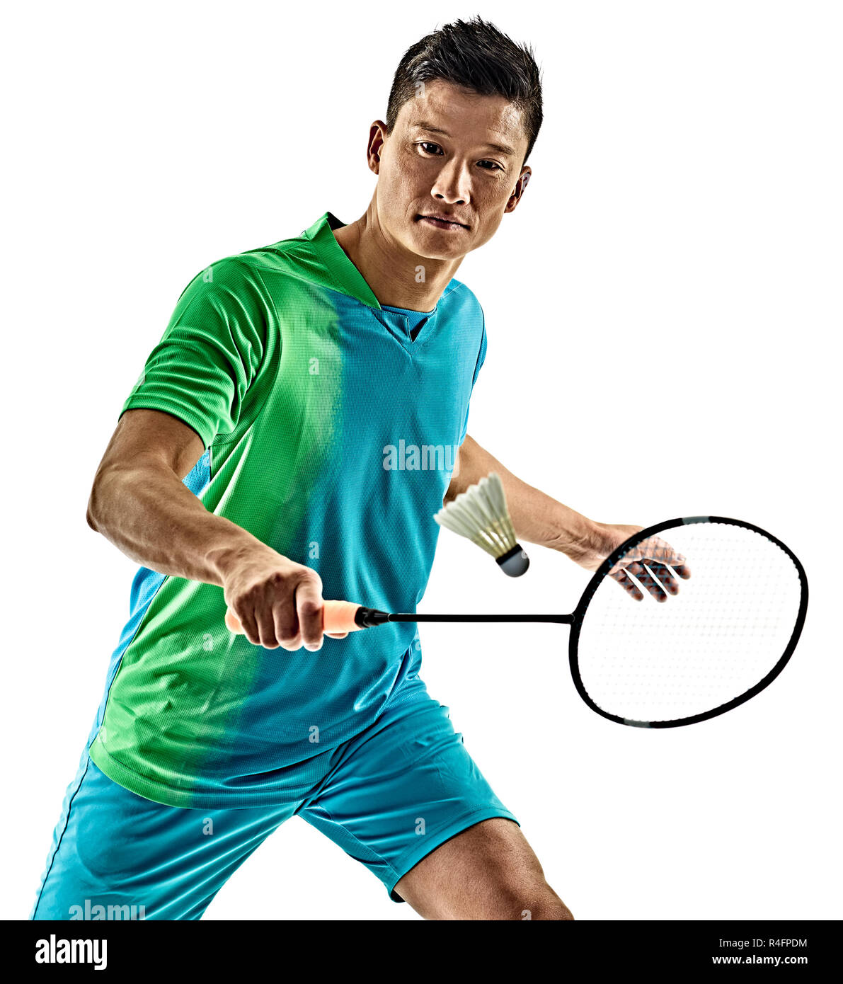 one asian badminton player man isolated on white background Stock Photo ...