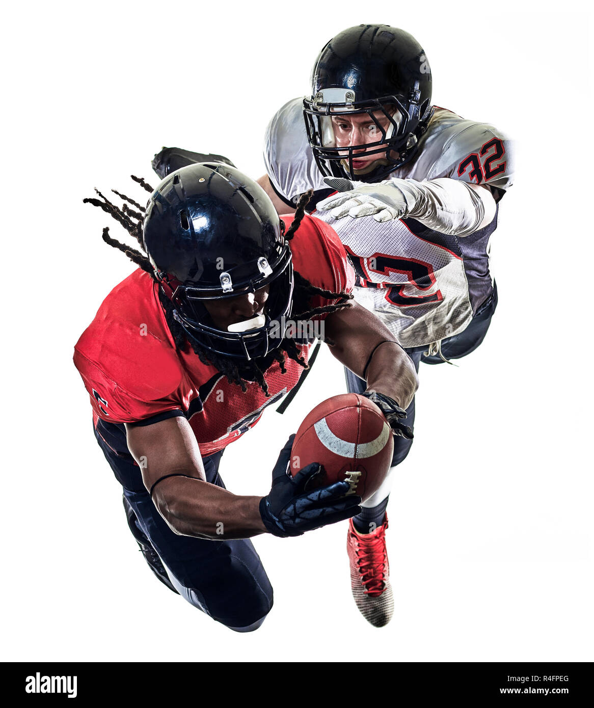 two one american football player man isolated on white background Stock ...