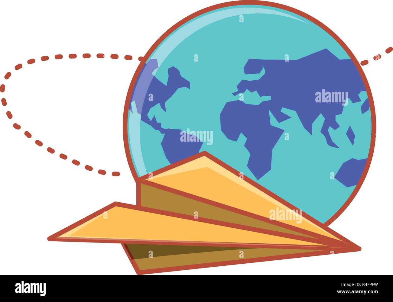 airplane paper flying with earth planet vector illustration design ...