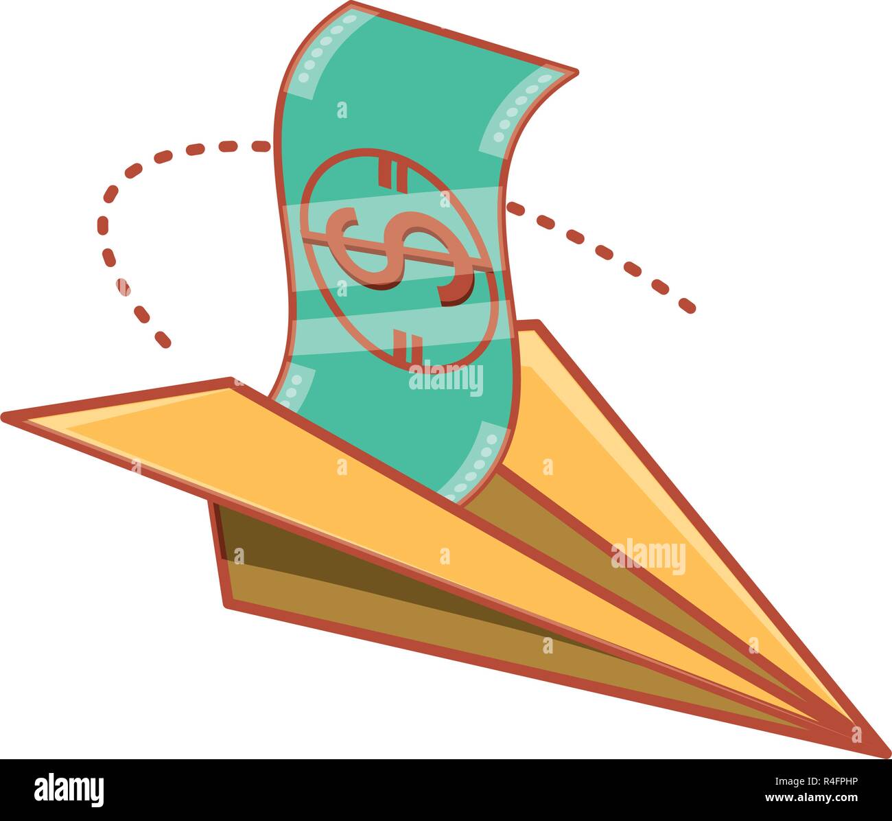 airplane paper flying with bill vector illustration design Stock Vector ...