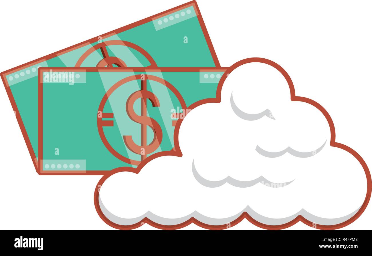 bill dollar money with cloud computing vector illustration design Stock ...