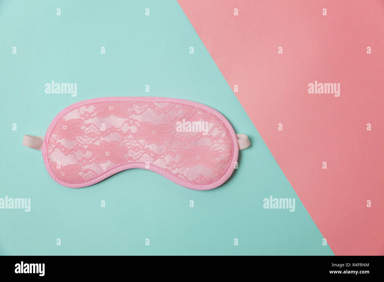 Sleeping eye mask, alarm clock isolated on blue pink pastel colorful ...
