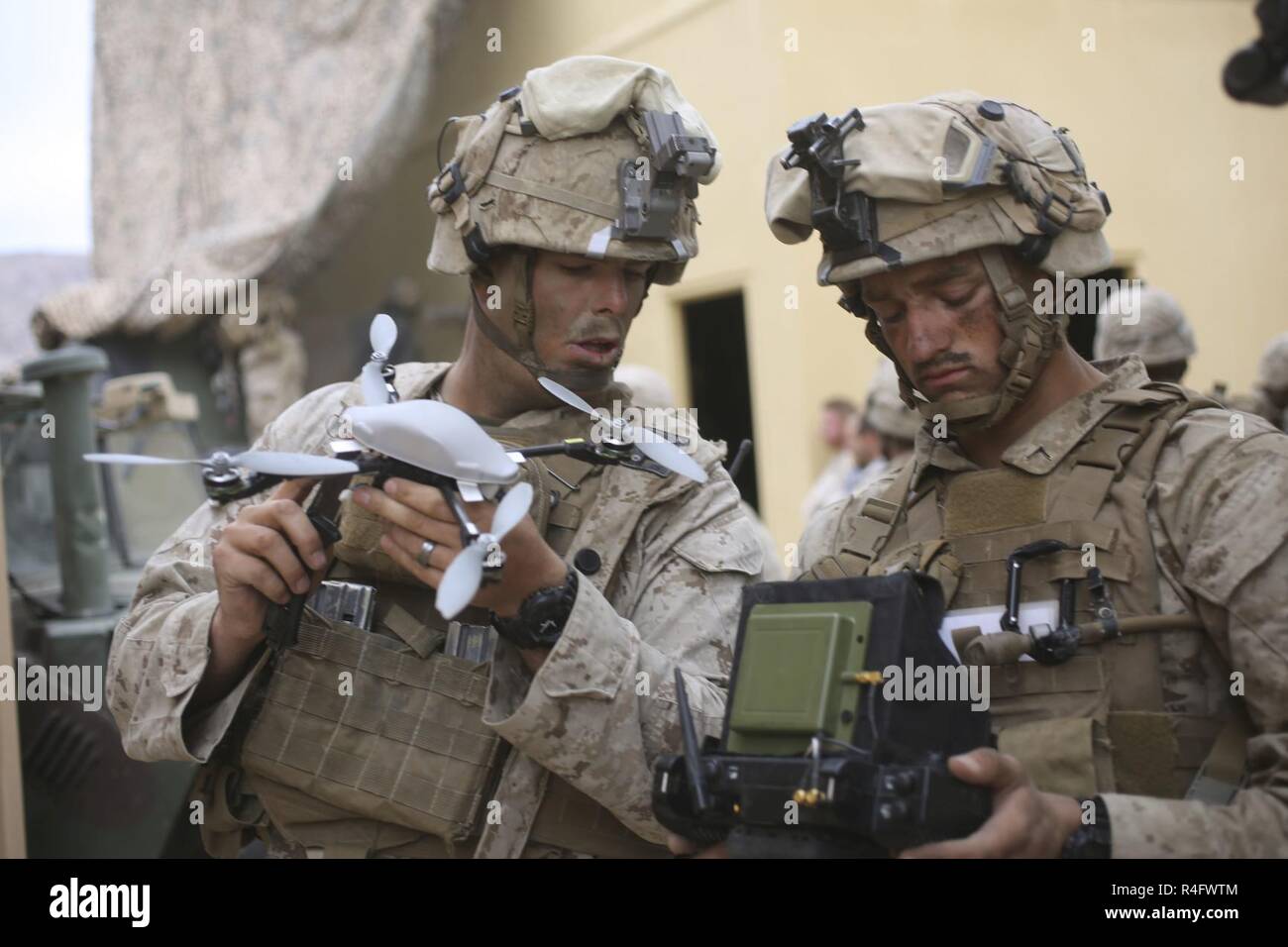 United States Marine Corps Private First Class Julius Lucio (left) and ...
