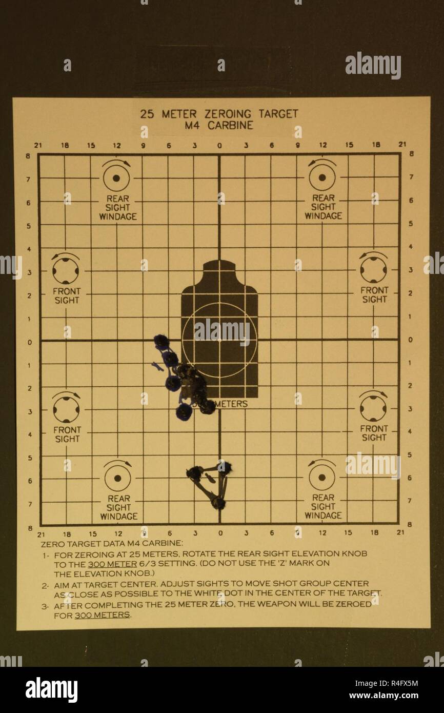 View of Spc. Gabriel Perez' target shows how the accuracy of his shots ...