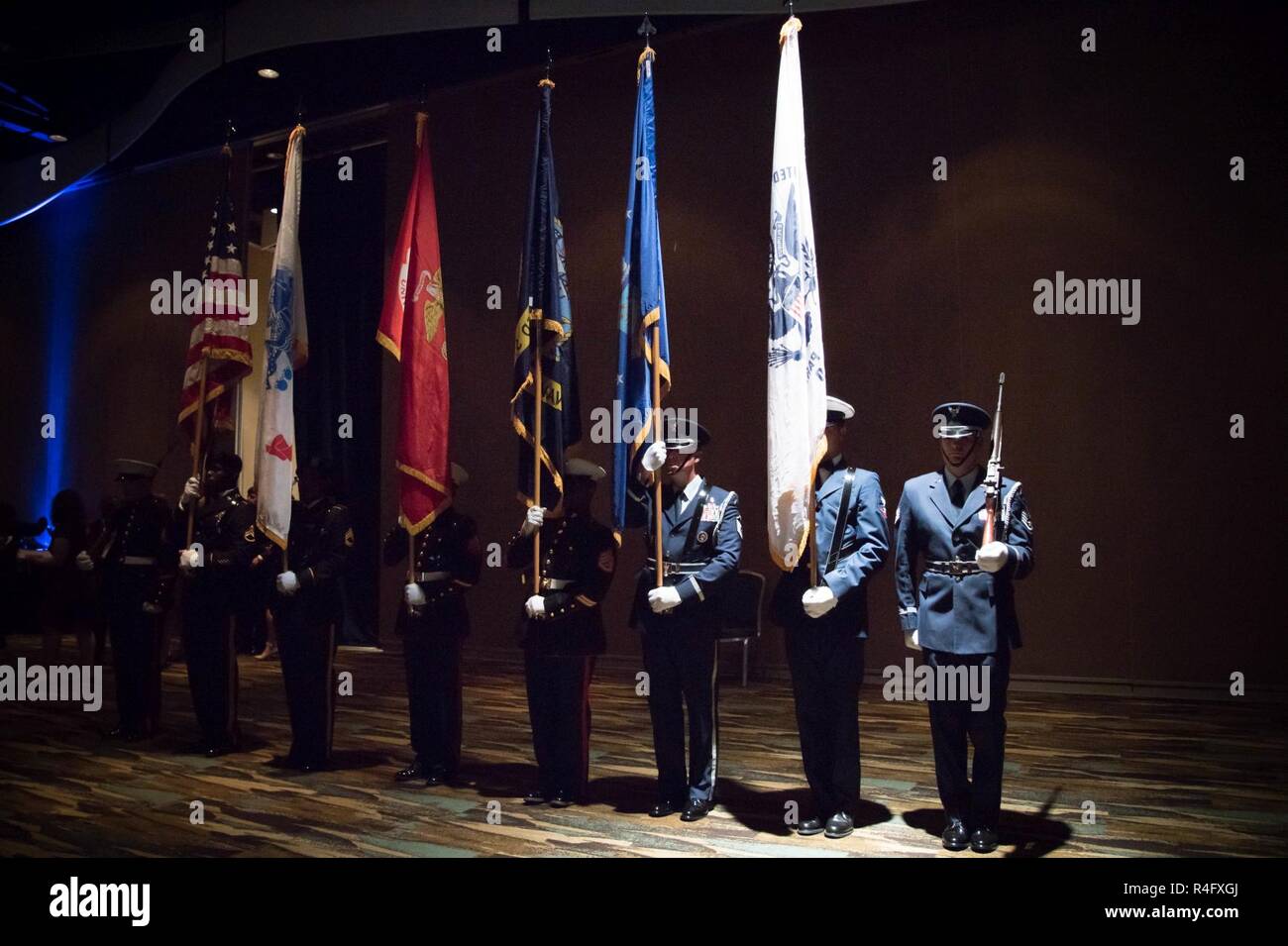 Military honor guard members from each branch of service prepare to ...