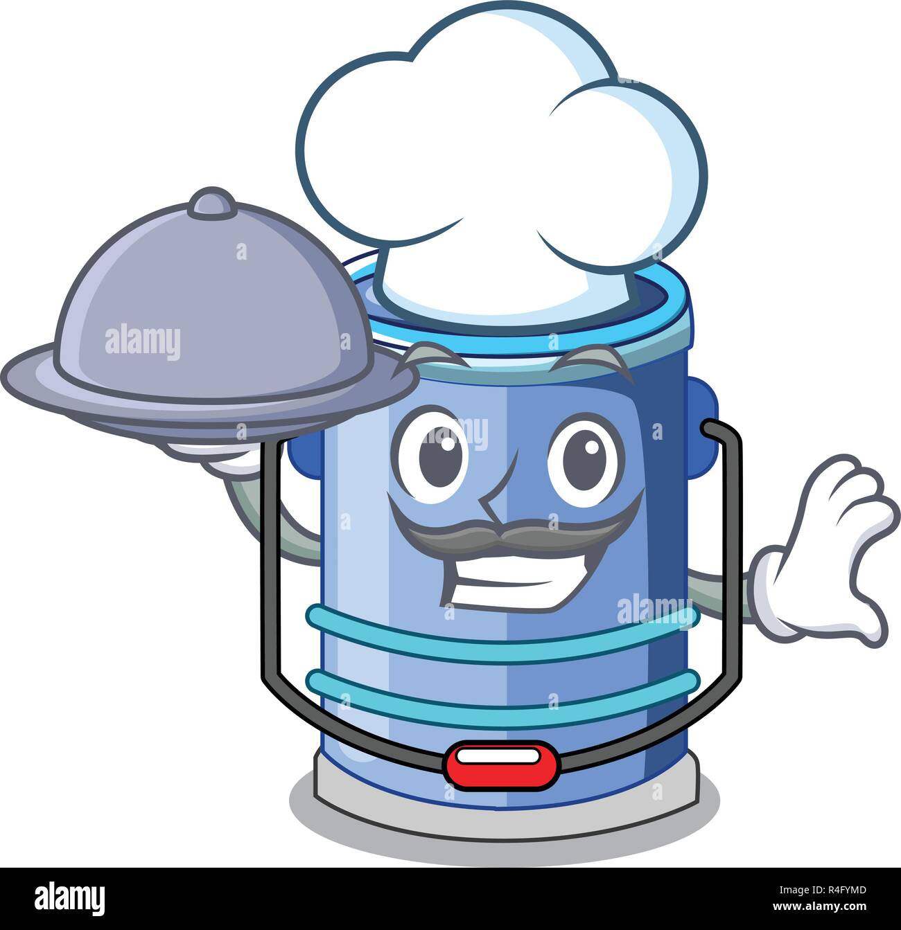 Chef with food cylinder bucket with handle on cartoon Stock Vector ...