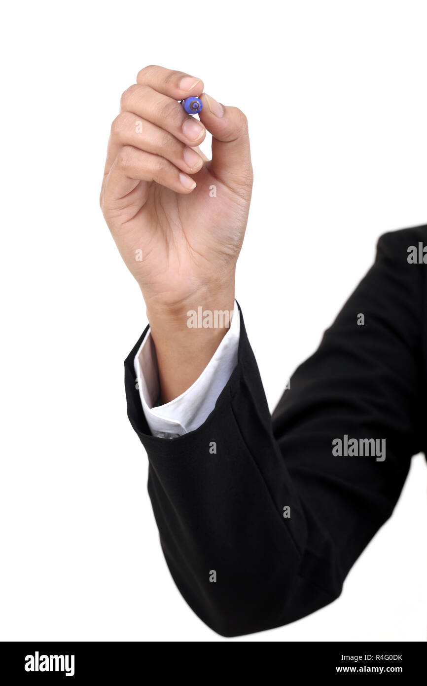 Business woman writing with pen on virtual screen Stock Photo - Alamy